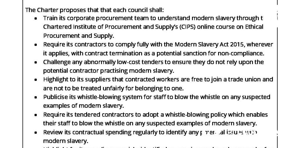 Modern Day Slavery Motion for Labour branches and CLPs – Co-operative Party